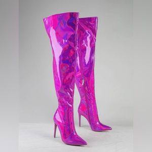 SHEIN | Shoes | Pink Metallic Boots | Poshmark
